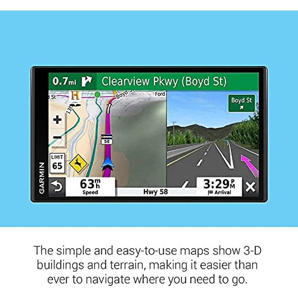 Garmin DriveSmart 65 & Traffic: GPS Navigator with a 6.95 inches Display, Hands-Free Calling, Included Traffic alerts and Information to enrich Road Trips (Renewed)