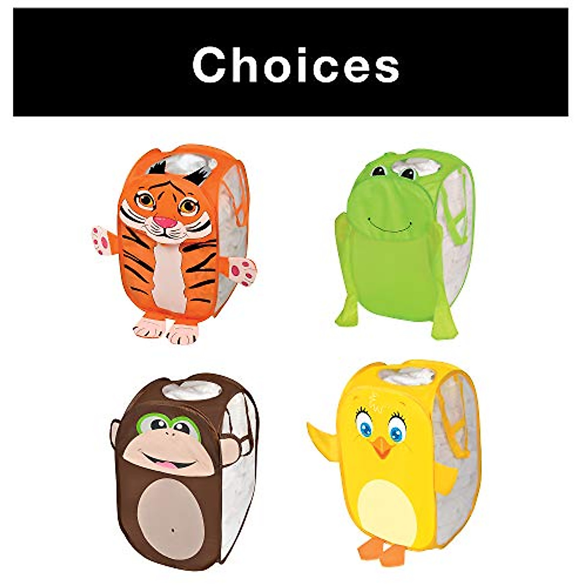 Smart Design Kids Pop Up Organizer with Animal Print - VentilAir Mesh Netting - for Toddlers, Baby Clothes, Plushies, and Toys - Home Organization - Hamper - 13 x 21 Inch - Brown Monkey