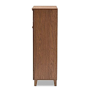 Baxton Studio Coolidge Wood 5-Shelf and Drawer Shoe Cabinet in Walnut Brown