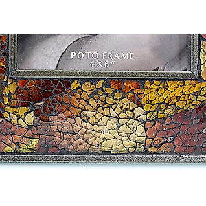 LushAccents Photo Picture Frame - 4" x 6", Mosaic Glass Premium Frame for Wall and TableTop Display