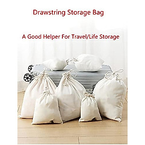 aqtoelca 2 Pack Multifunctional Canvas Drawstring Bags 13 x 18 inch Reusable Eco-Friendly Bread Bags Food Storage Bags Home Travel Sorting Organizer Drawstring Pockets Dust Bags