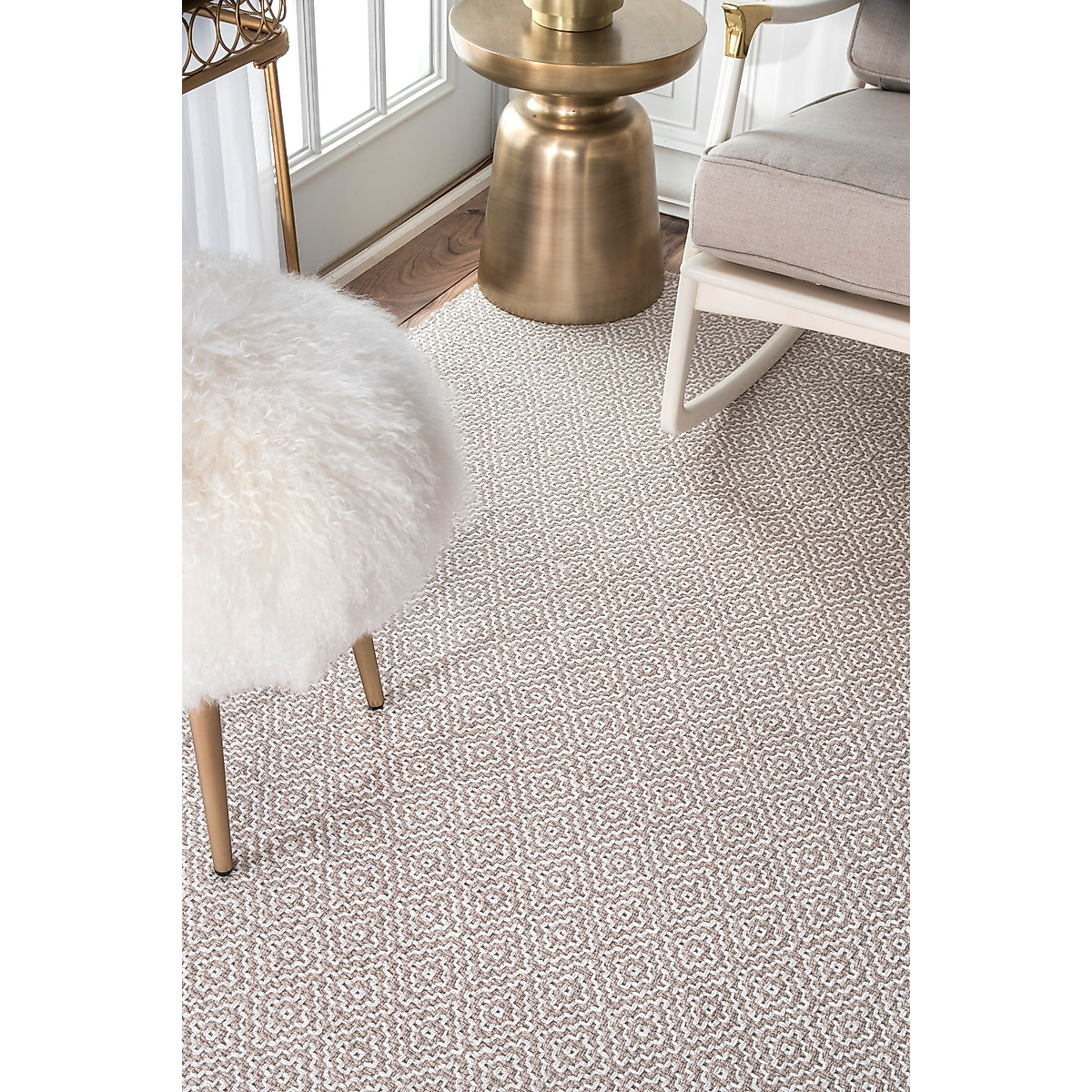 nuLOOM Lorretta Geometric Cotton Area Rug, 10x14, Taupe