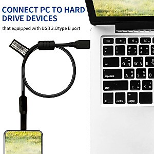 MITATTOK USB A to USB B 3.0 Cable (5FT), USB 3.0 Type A to B Male Cable Compatible with Monitor, Docking Station, Printer, External Hard Drivers, Scanner, USB Hub and More-Black