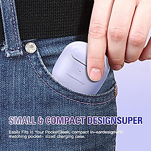 True Wireless Earbuds Purple Bluetooth 5.3 with Microphone for Working Out Noise Canceling Blue Tooth Ear Buds Deep Bass TWS Wireless Earphones with Charging Case in Ear Headphone for iPhone Android