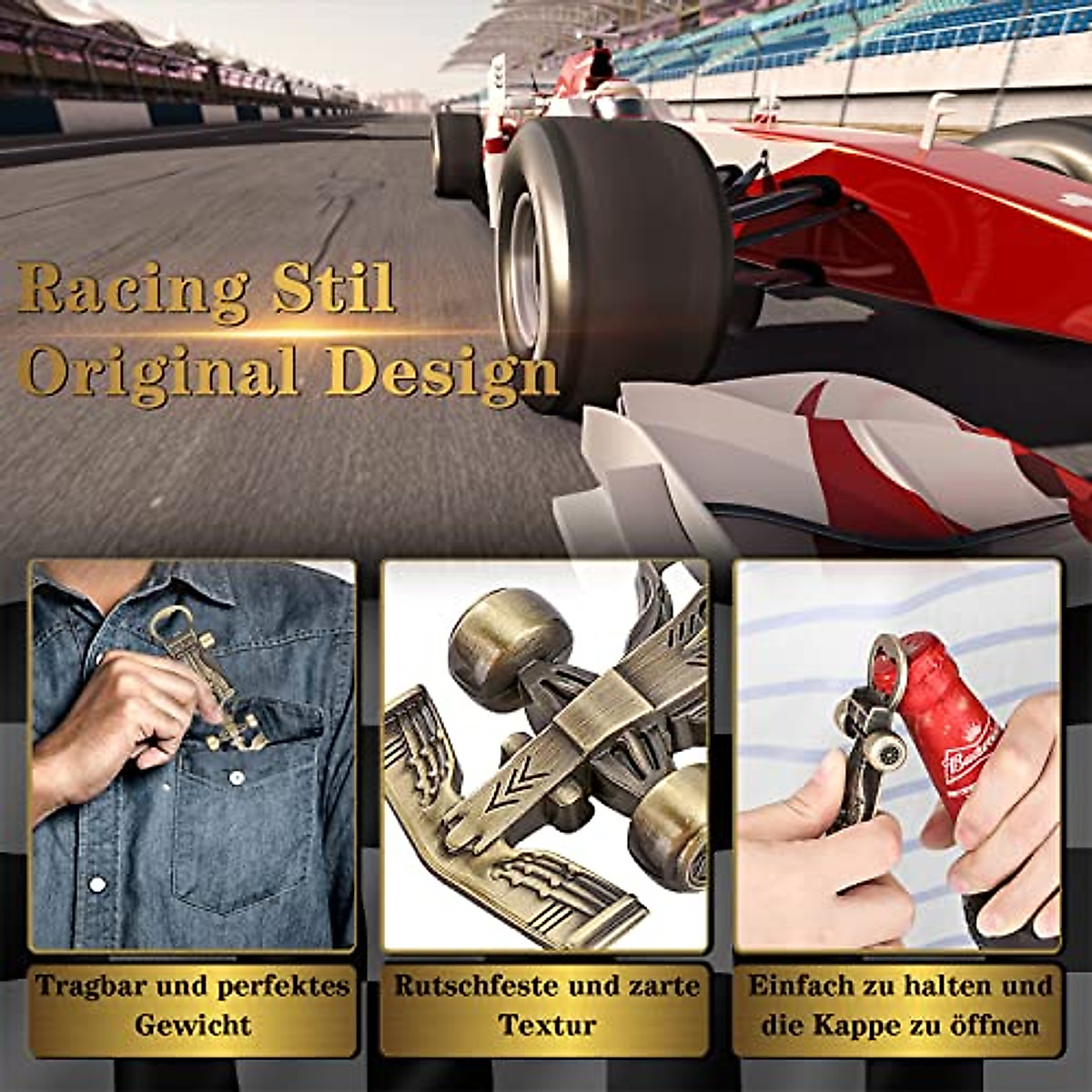 LKKCHER Racing Car Gifts for Men Women, Novelty Racing Car Bottle Opener, Birthday Gifts Christmas Gifts for Men Grandpa Boyfriend Husband, Racing Gifts Stocking Stuffers for Men Women Racing Fans