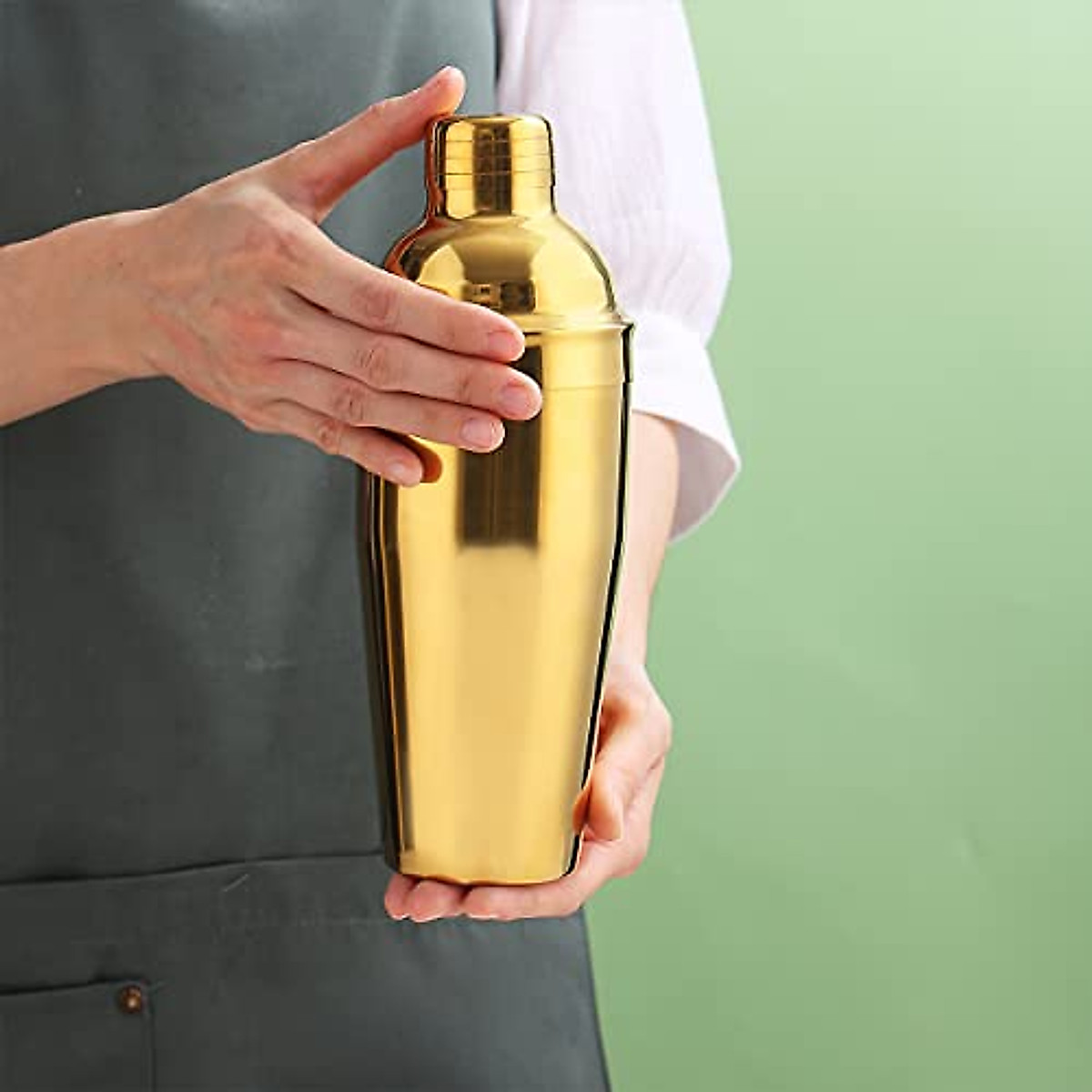 Kyraton Gold Cocktail Shaker, Professional Grade Martini Shaker, Titanium Golden Plating Premium Stainless Steel Cocktail Shaker, Bar Accessories for Home Bars 24 oz Total Capacity