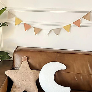 3.93 Feet Triangle Flag Banner Bunting Pennant for Kids Teepee Tent,Party and Room Decoration,10 Pcs Single Sided Cotton Fabric Flag，Children's Room Decoration of Baby's Room