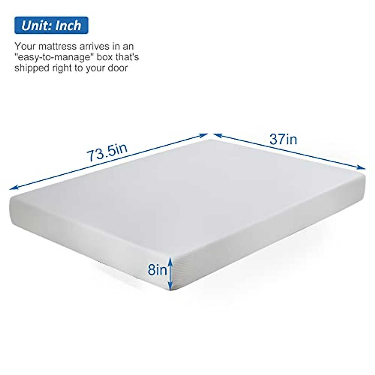 Hudada Twin Mattress, 8 Inch Gel Memory Foam Mattress CertiPUR-US Certified Foams, Cool Sleep & Pressure Relief, Medium Firm Mattresses, Mattress-in-a-Box, Twin Size