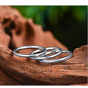 LUCKYPADS Silver Stackable Rings for Women 6 Pcs 2mm Stainless Steel Adjustable Knuckle Rings Thin Minimalist Stacking Midi Rings Set for Teen Girls Men Size 5 6 7 8 9 10