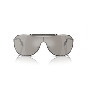 Versace Man Sunglasses Silver Frame, Light Grey Mirror Silver Lenses, 0MM