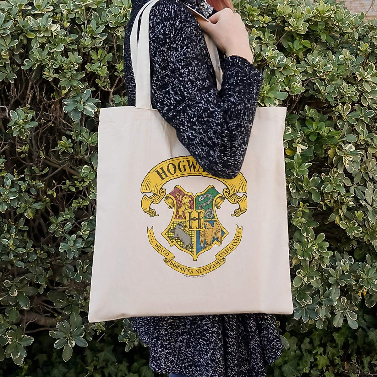 GRAPHICS & MORE Harry Potter Ilustrated Hogwart's Crest Grocery Travel Reusable Tote Bag