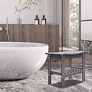 HDPE Shower Bench Inside Shower Stool with Space-Efficient Storage Shelf, Shower Bath Chairs Spa Stool for Bathroom - Great for All Ages Unisex Elderly