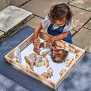 TickiT Wooden Mirror Tray - Explore Reflection, Symmetry and Patterns - for All Ages - Add Reflection to Any Sensory Activity Station