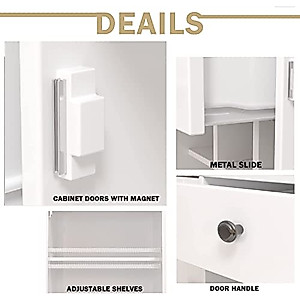 4 EVER WINNER Coffee Bar Cabinet Farmhouse, 47” Kitchen Buffet Storage Cabinet with Wine and Glass Racks, Storage Drawers, Wine Bar Cabinet with Barn Door for Kitchen, Dining Room, White