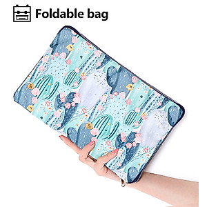 Foldable Travel Duffle Bag for Women Girls Large Cute Floral Weekender Overnight Carry On Bag for Kids Checked Luggage Bag (Z-Cactus)