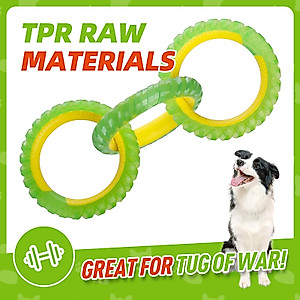 Miss.Bear TPR 3-Ring Tug Dog Toy, Lightweight, Durable and Water Resistant Training Teething Chew Toy for Small/Medium/Large Breeds (3-Ring Tug Toy)