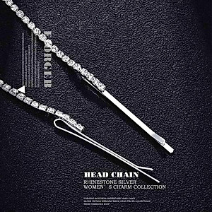 Fdesigner Crystal Head Chain Wedding Headpieces Rhinestone Bride Hair Jewelry Boho Party Teardrop Headband Hair Accessories for Women and Girls (Silver-Stylish)