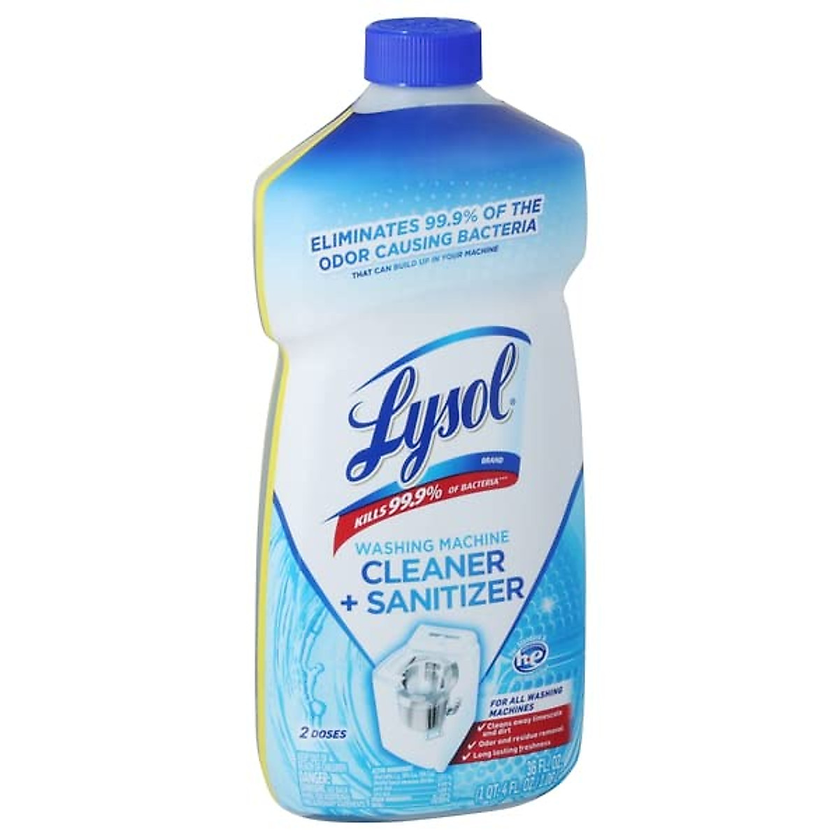 Lysol Washing Machine Cleaner + Sanitizer, ​Front Load and Top Load Cleaner, For Washer Sanitizing and Cleaning, 1 Count, 36 oz.