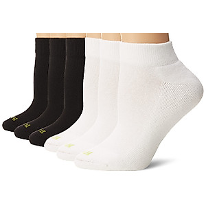 HUE womens Hue Women's Quarter Top With Cushion Sport Socks, 6 Pair Pack casual socks, Black/Multi, One Size US
