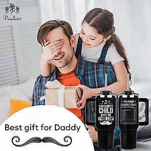 Vivulla68 Father's Day Gift from Daughter or Son - My Favorite Child Gave Me This Cup | Funny Dad Tumbler 40oz with Lid & Straw | Cute Papa Coffee Mug | Insulated Travel Cup for Dad