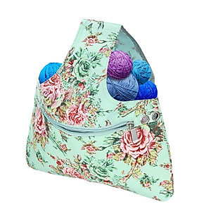 PATIKIL Yarn Storage Bag, Portable Crochet Knitting Bag Case Skein Ball Holder Organizer Crocheting Tote Wrist Bag for Sewing Craft Projects, Green
