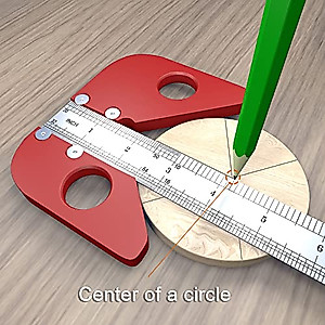 EIGNO Center Scribe Gauge Center Scribe Measuring Tool，Aluminum Alloy Center Finder,Woodworking Line Caliber Gauge,45/90 Degree Right Angle Line Gauge Carpenter Ruler，Removable and Replaceable Ruler.