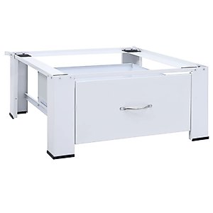 Gecheer Washing Machine Laundry Pedestal with Drawer White 27.2" x 27.2" x 12.8" Metal Steel Base Universal Washer and Dryer Pedestal 220.5 LBS Load Capacity