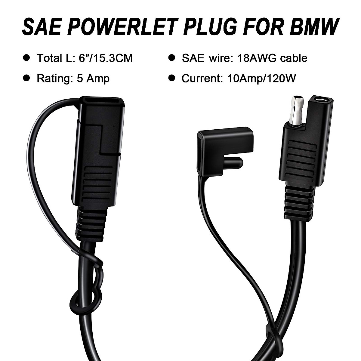 SAE Connector, SAE Plug, Cigarette Lighter Accessory Plugs DIN, Plug to SAE Adapter Connector for BMW, Car Cigarette Lighter Splitter Adapter Power Charger Port
