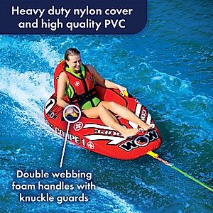WOW Sports – Coupe Cockpit Towable Tube for Boating – 1 Person 170 lbs Capacity – Inflatable Boat Tube for Water Sports – Youth & Adults