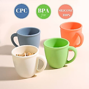 Vemolea 2 Pack Silicone Training Cups for Baby and Kid, Toddler Learning Cup with Handles, BPA Free, Microwave & Dishwasher (White & Grayish Blue)