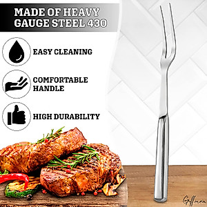 Browne Two Pronged Fork Tine Elite Pot - 11 in Kitchen Carving Fork For Meat - Salad Carving Forks Stainless Steel Heavy Appetizer Dessert Meat Fork - Tasting Forks Silver Flatware Forks For Party