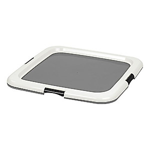 IRIS USA 23.0" x 22.75" Square Pee Pad Holder, Pet Puppy Small Medium Dog Incontinence Potty Training Pad Tray, Dark Gray