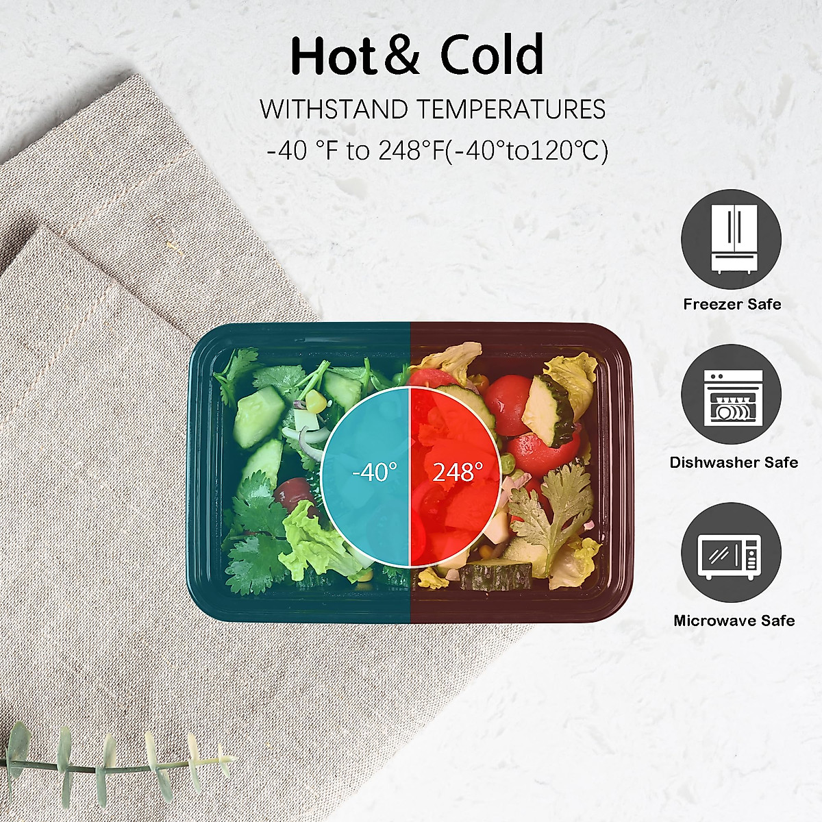 LOKATSE HOME Meal Prep Containers 16 pack 1 Compartment with Lids, Food Storage Bento Stackable Reusable Lunch Boxes, BPA-Free Microwave/Dishwasher/Freezer Safe(38 oz)