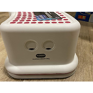 Addis Kids Bathroom Booster Step Stool, White/Blue, 24 x 36.5 x 13 cm