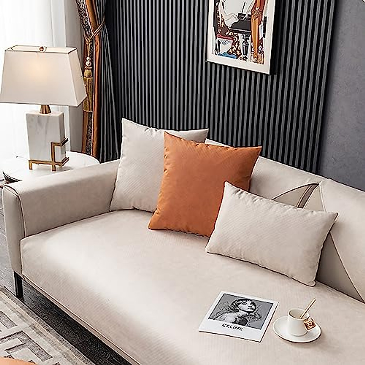 LIANGLAOI Leather Sofa Cover 1 2 3 4 Seater,L Shape Non-Slip Sectional Sofa Slipcover,Plain Color Couch Slipcover for Dogs Cats Pet Love Seat Recliner Armrest Backrest Cover-Baby Blue,1pc-90x240cm