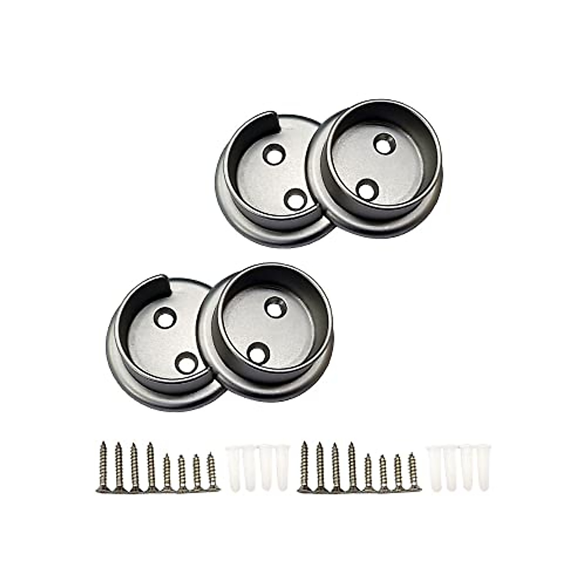 QCAA Extra Heavy Duty Premium Solid Brass Closet Pole Socket Set, 1-1/2 inch, with Stainless Screws, Satin Nickel, 2 Pairs, Made in Taiwan