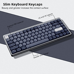 Womier Low Profile Keycaps, PBT Keycaps 144 Keys Custom Keyboard Keycaps Full Set, Double Shot Keycaps for 60% 65% 75% 80% 100% Mechanical Keyboard, Grey