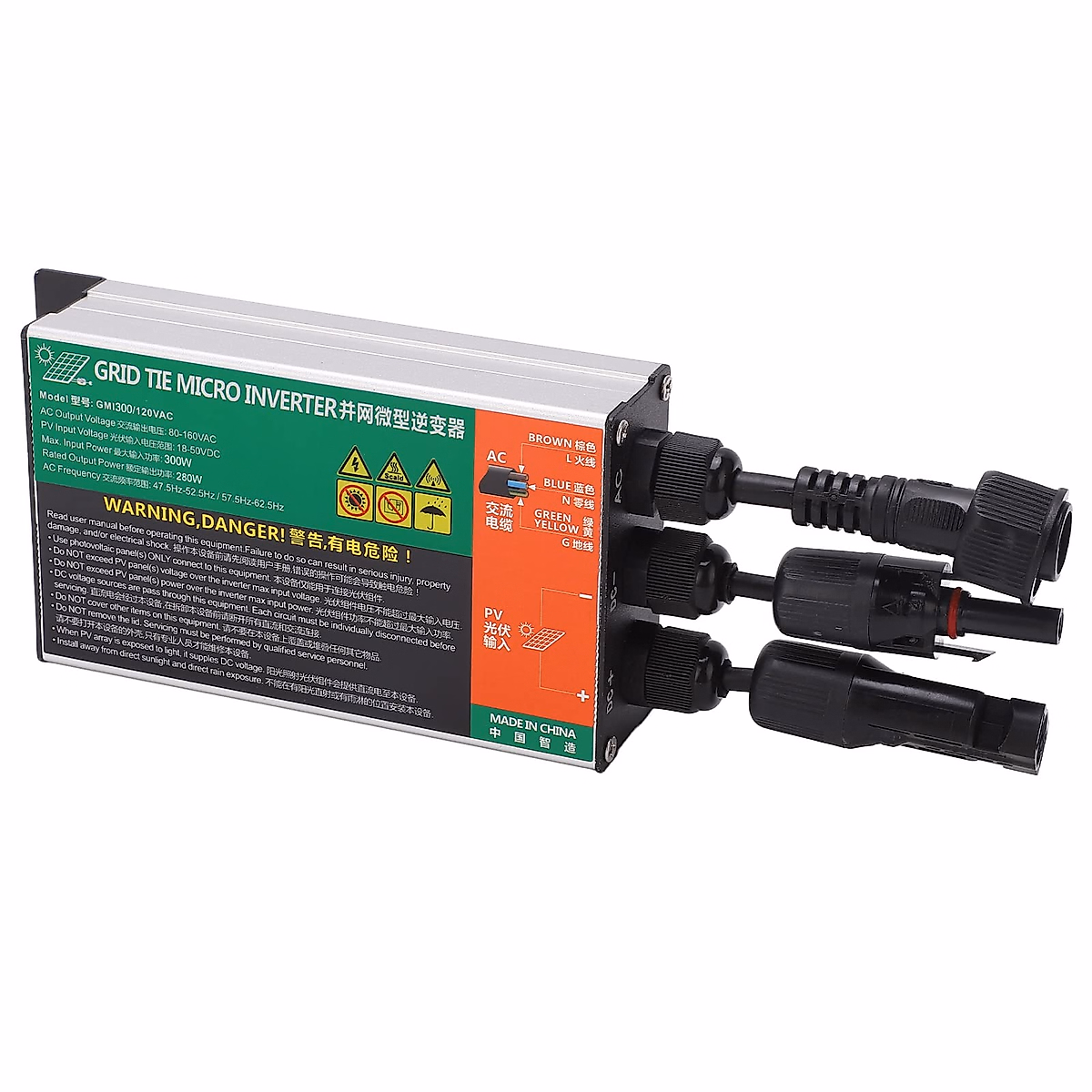 Aluminum Alloy DC 24V40V Solar Power Inverter, Grid Tie Inverter, AC 120V to 230V, Grid Tie Inverter Pure Sine Stackable Converter for Off Grid Solar System Home RV