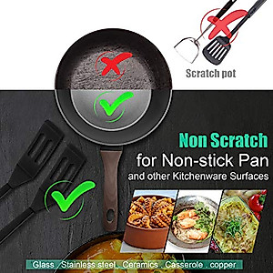 Mini Brownie Serving Spatula Flexible Nonstick Silicone Serve Turner Heat-Resistant Cookie Spatula Slotted Spatula for Flip Egg in Small Frying Pan Cookie Batter Lemon Square (Black, 2)