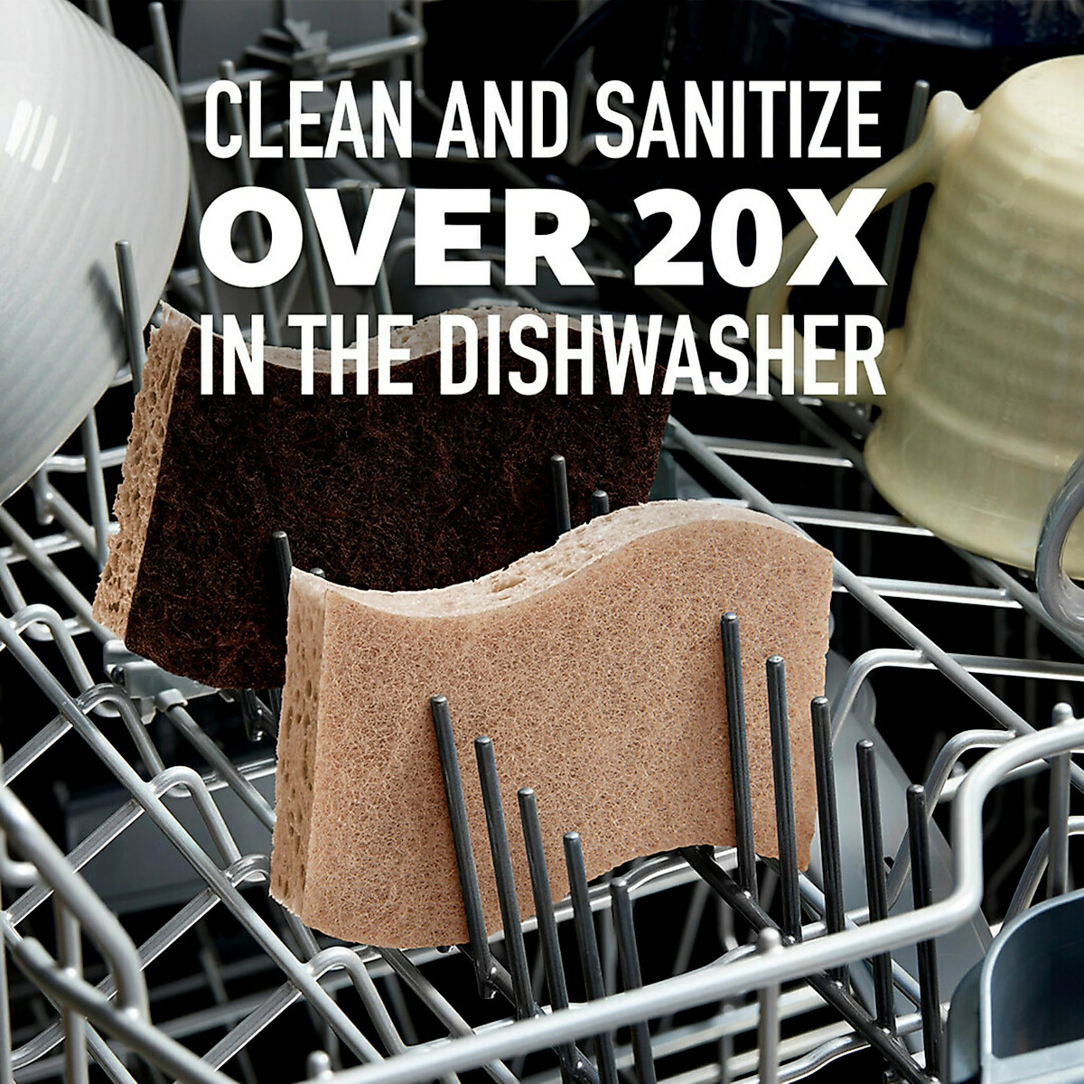 Scotch-Brite Greener Clean Non-Scratch Scrub Sponges, For Washing Dishes and Cleaning Kitchen, 6 Scrub Sponges