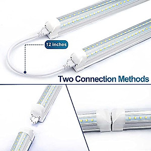 SZSKYING ( 25-Pack 8FT LED Shop Lights fixtrue,72W 7200LM 6500K,T8 LED Tube,Hight Output,Dual Row,Clear Cover,Integrated,Linkable,V Shape 8 LED Daylight White,Ceiling and Utility Shop Light Bulb.