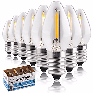 LED Night Light Bulb – C7 E12 LED Bulbs – Candelabra Light Bulbs, 1 Watt Equivalent 10W Incandescent Bulb, Warm White 2700K, Window Candles & Chandeliers Replacement Bulb, 8 Pack