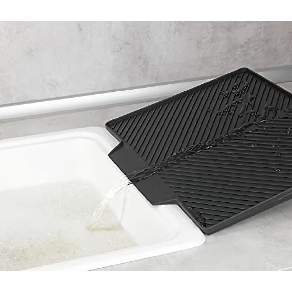 WENKO Nelia Dish Drying Mat with Drainer Black