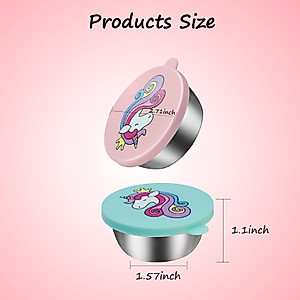 Ganwawo Salad Dressing Containers with Lids,6pcs Portable Small Containers For Sauce,Stainless Steel Sauce Container,Reusable Sauce Containers,For Lunch/Parties/Outdoor trips (Cartoon)