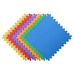 Flooring Inc's 1/2" Soft Non-Toxic Baby Play Mat, Toddler Playmat, Jigsaw Puzzle PlayMat, Foam Floor Mats for Kids & Babies, EVA Foam Interlocking Tiles for Gym, Nursery, Playroom | Rainbow, 18 Tiles