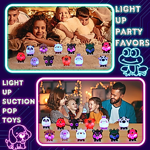 12 PCS Light Up Party Favors for Kids,3D Animal Pop Toys,Goodie Bags Stuffers for Kids,Pinata Stuffers Carnival Prizes,Fidget Toys Bulk,Prize Treasure Box Toys for Classroom,Suction Toys for Toddlers