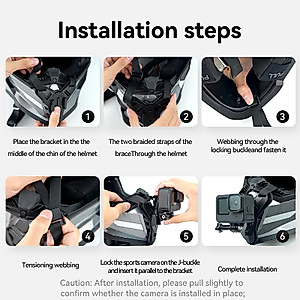 Adaptom Helmet Mount for GoPro, Motorcycle Chin Strap Attachment with Extension J Hook Dirt Bike Holder Mounting Accessories for Go Pro Max Hero 12 11 10 9 8 7 Insta360 X3 GO3 DJI Action 3 4 Camera