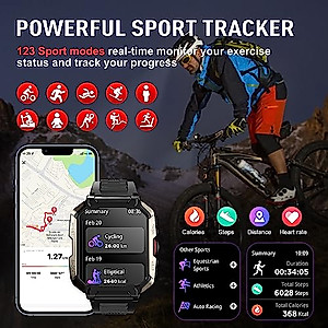 anyloop Military Smart Watches for Men, 1.85" HD Display 400mAh Rugged Smartwatch with Bluetooth Call Tactical IP68 Waterproof Outdoor Fitness Tracker with Heart Rate Monitor for iOS Android Phone
