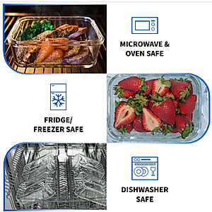 DE Glass Food Storage Containers with Bamboo Lids (4 Pack, 36 Ounce) Eco Friendly Meal Prep Containers Reusable – Airtight, Plastic Free, BPA Free