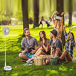9H Battery Operated Fan Foldable Table Desk Floor Pedestal Fan 4 Speeds Portable 8-inch Fan